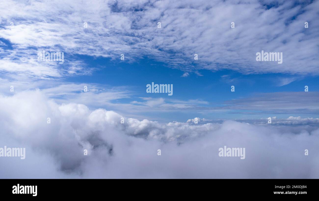 Time lapse of beautiful sky scenery with clouds in the morning. Aerial ...