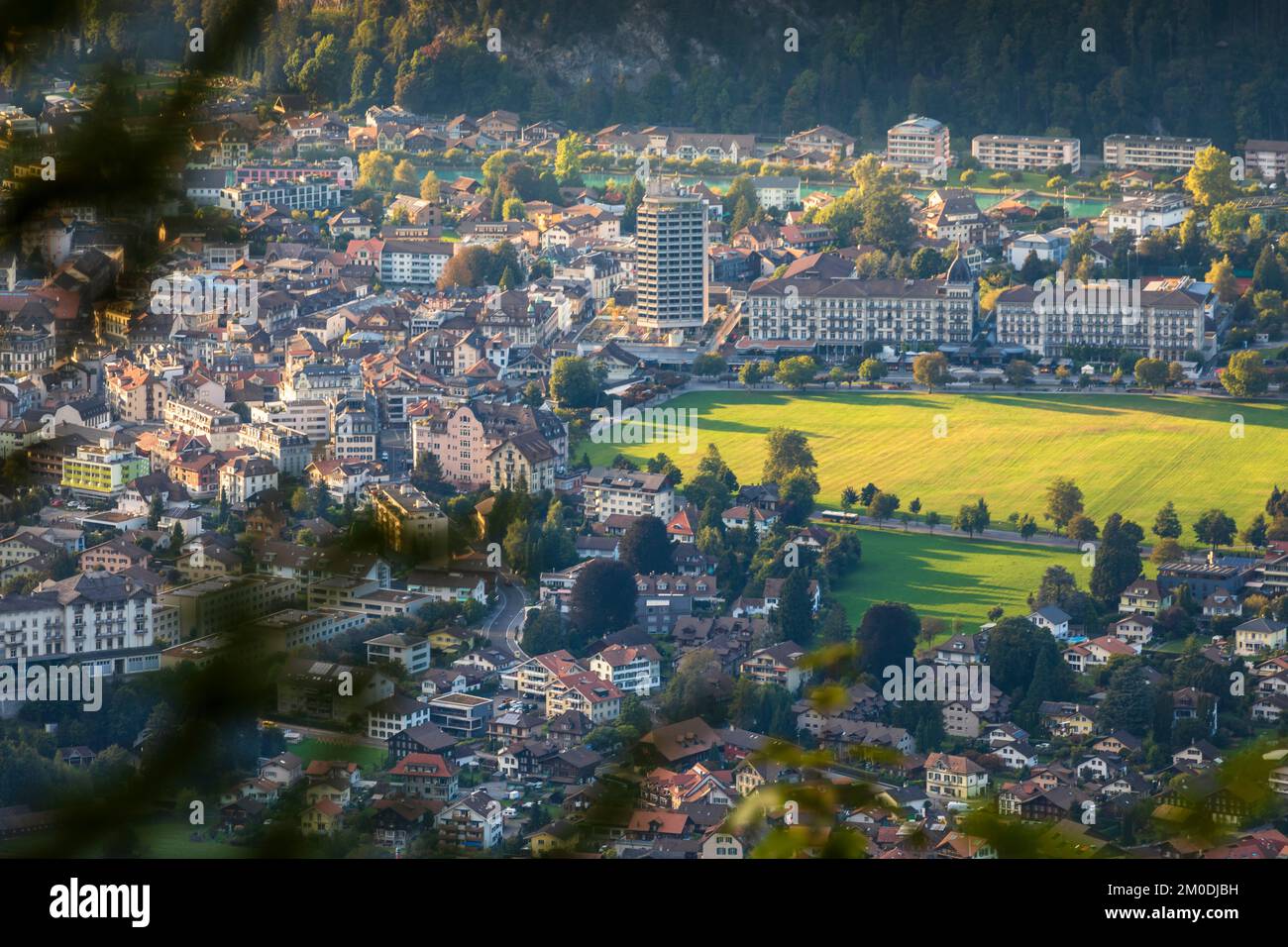 Aerial view of interlaken city in Bernese Oberland, Switzerland Stock ...