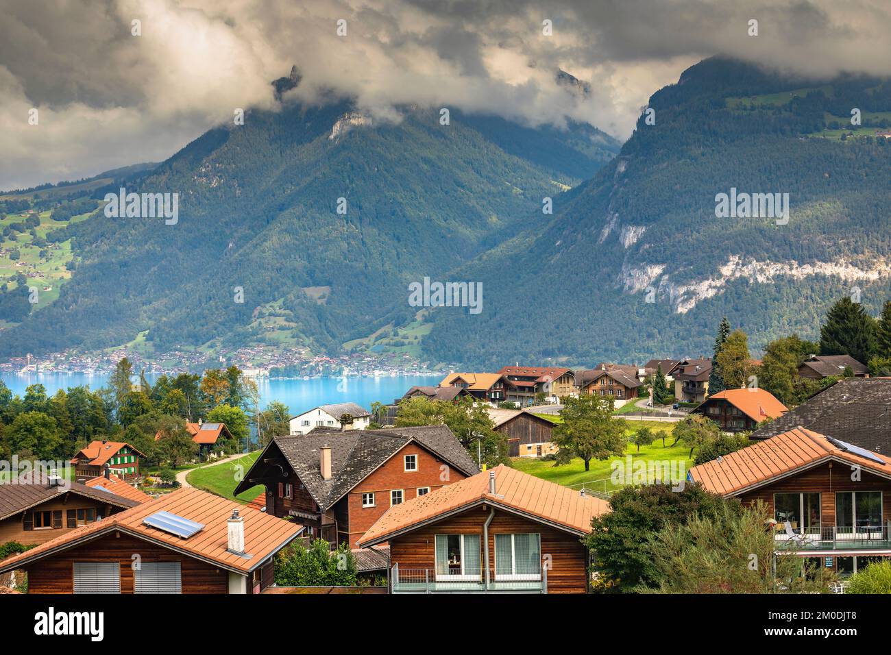 Aerial view of interlaken city in Bernese Oberland, Switzerland Stock ...