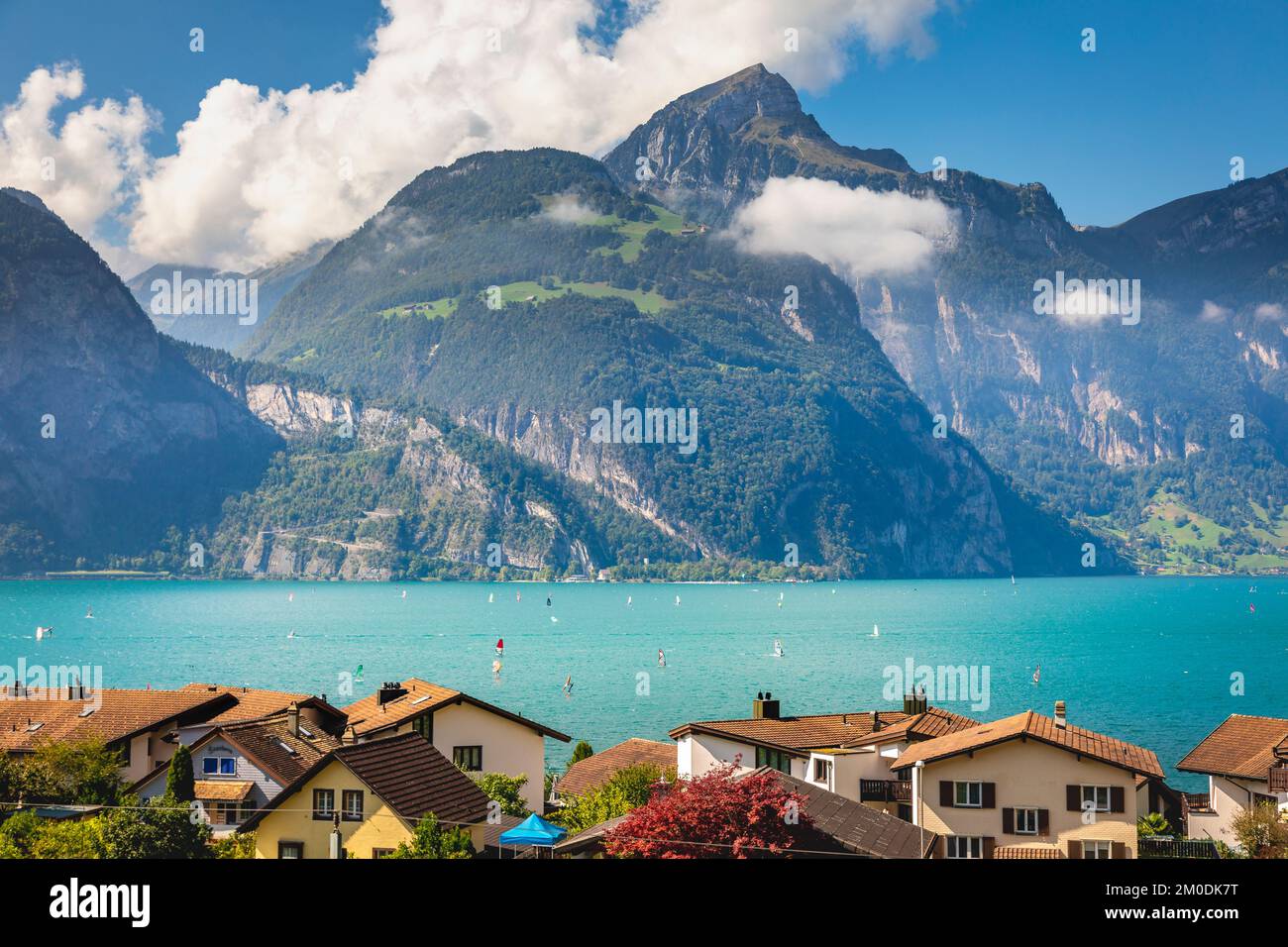 Aerial view of interlaken city in Bernese Oberland, Switzerland Stock ...