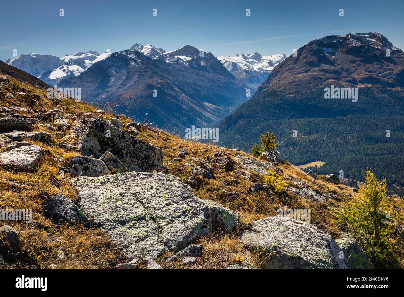 Dramatic landscape of swiss alps in upper Engadine, Graubunden ...