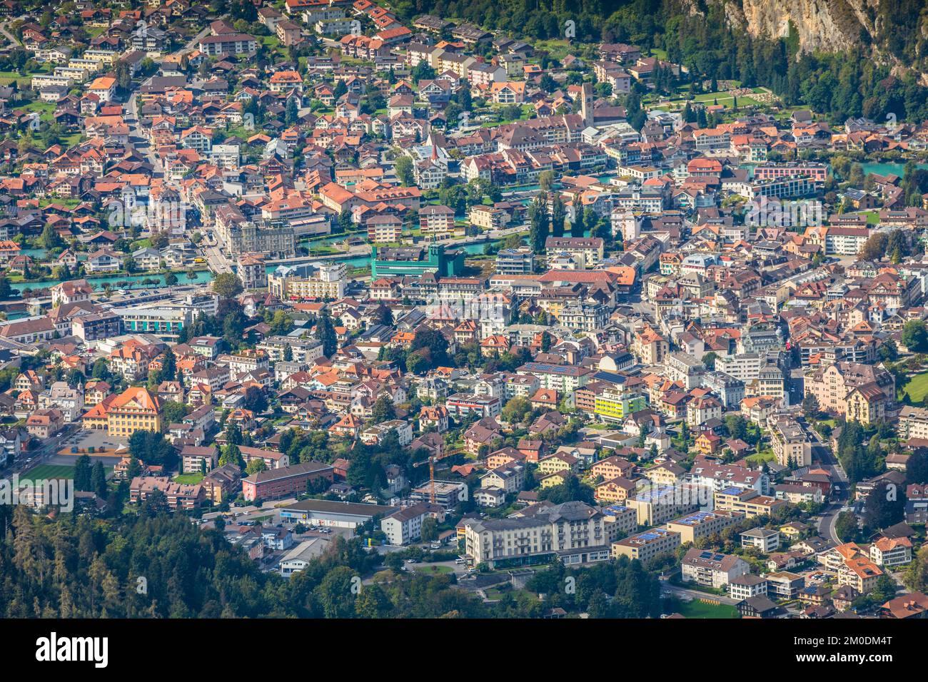 Aerial view of interlaken city in Bernese Oberland, Switzerland Stock ...