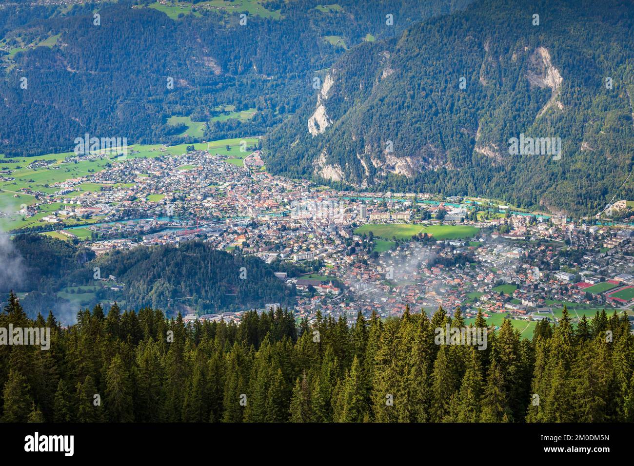 Aerial view of interlaken city in Bernese Oberland, Switzerland Stock ...