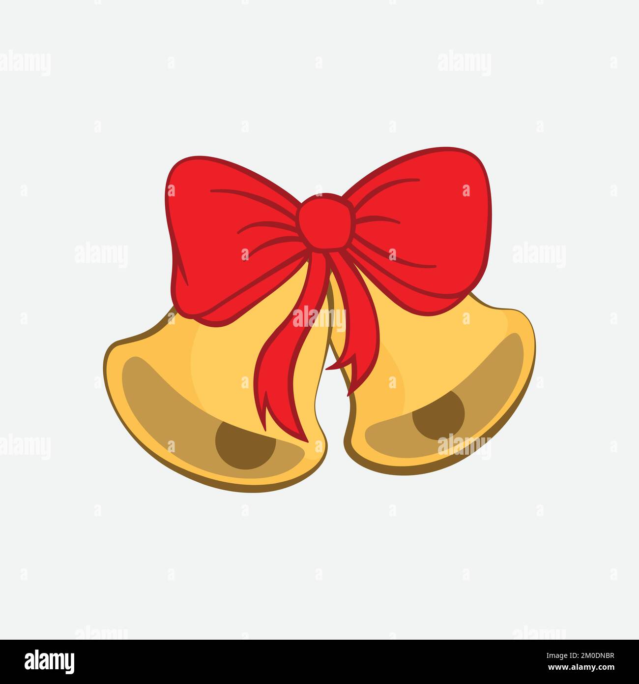 Golden Christmas bells with red bow icon. Christmas design element ...