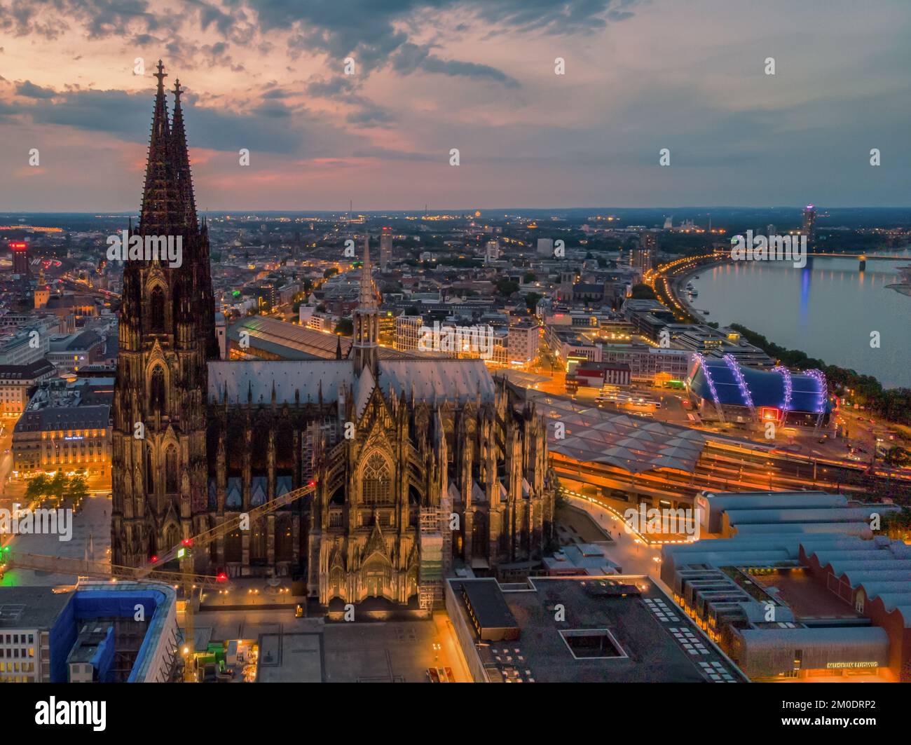 Cologne Germany view at the Dom of Cologne aerial drone view over ...