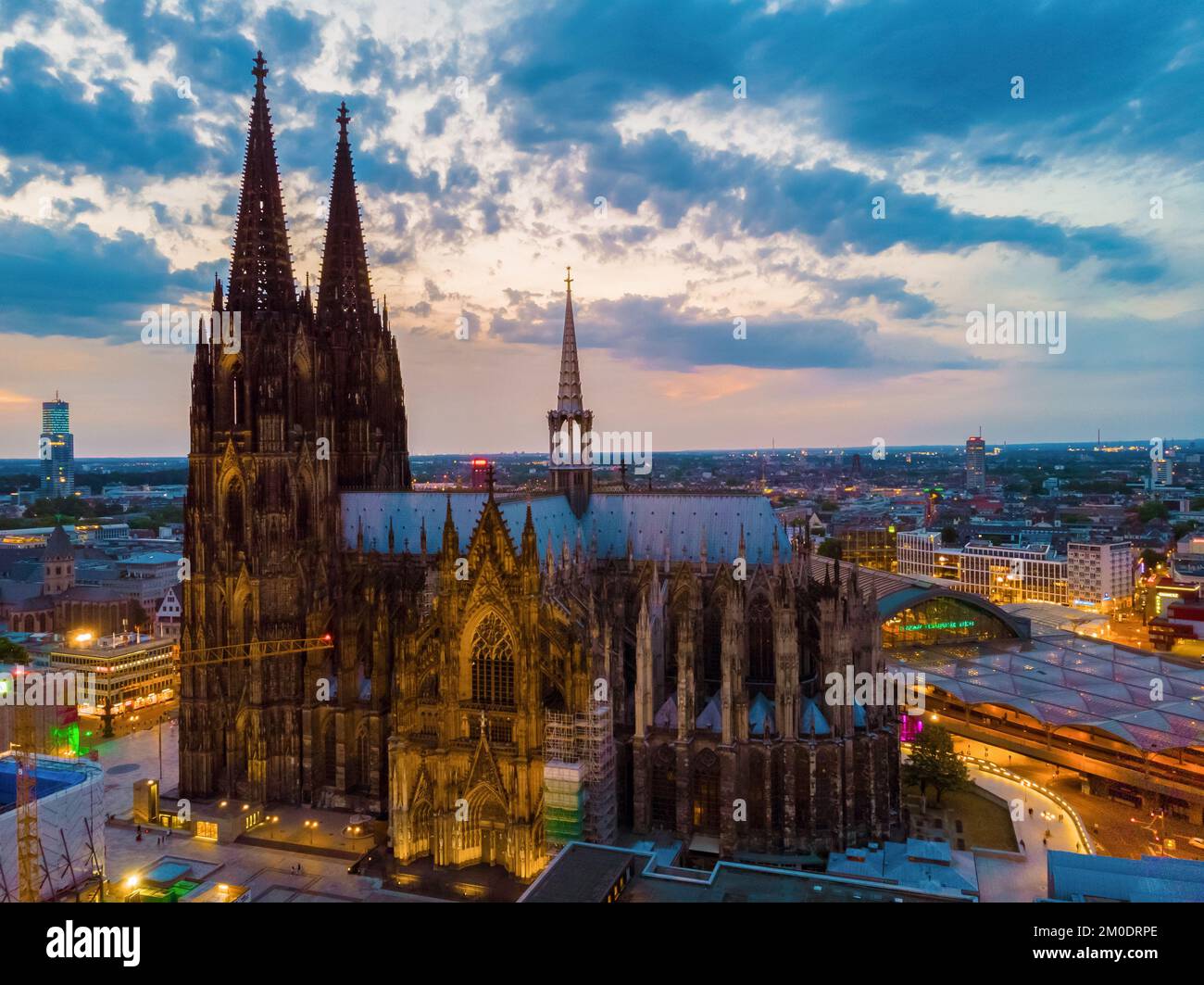 Cologne Germany view at the Dom of Cologne aerial drone view over ...
