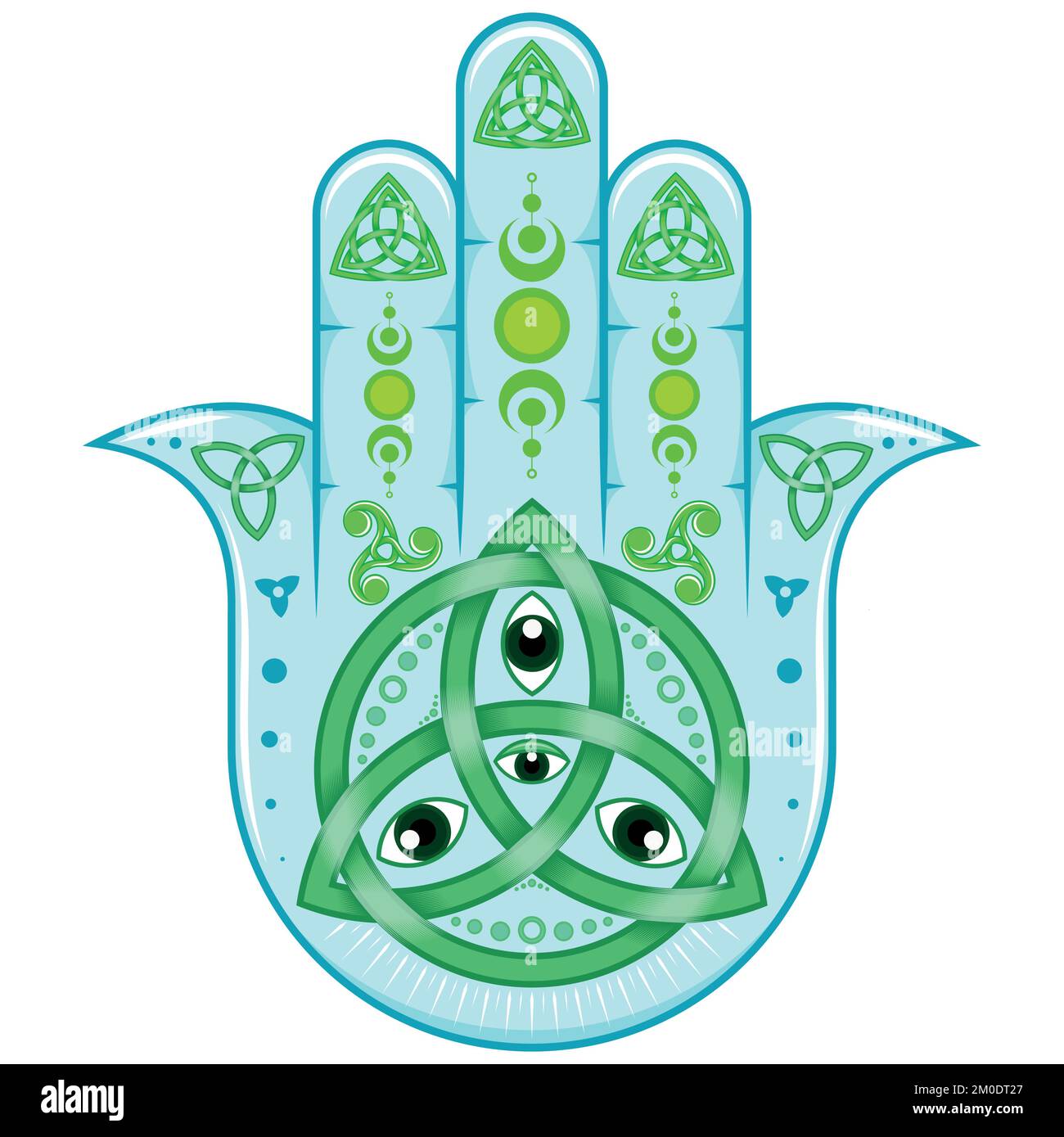 Hamsa symbol vector design with celtic style triquette and triskelion ...