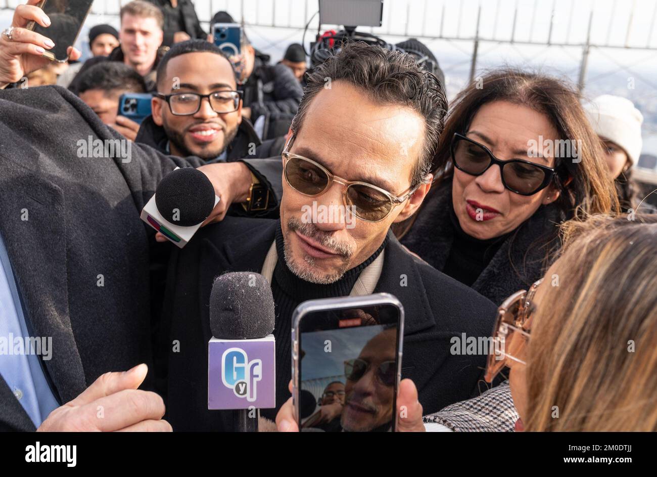 New York, New York, USA. 5th Dec, 2022. Marc Anthony speaks to press on ...