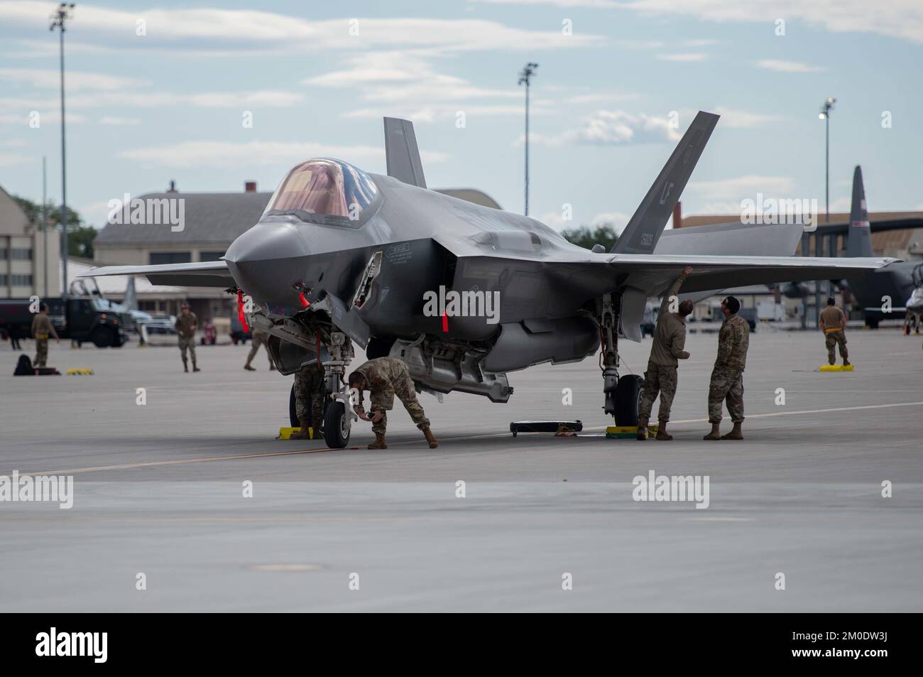 A U.S. Air Force F-35A Lightning II prepares for takeoff at Mountain ...