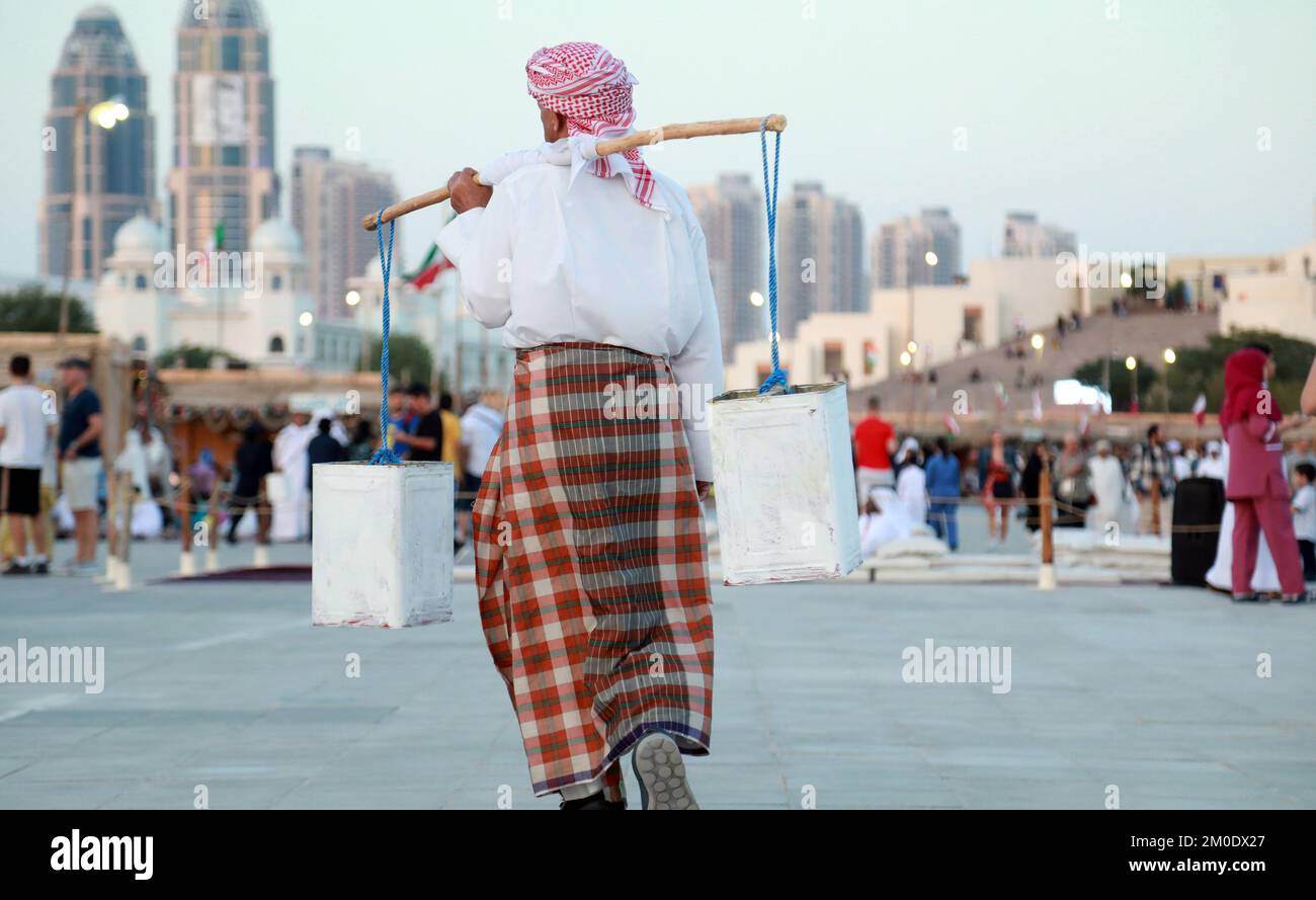 Doha, Qatar. 4th Dec, 2022. Merchants of Arabian community manufacture ...