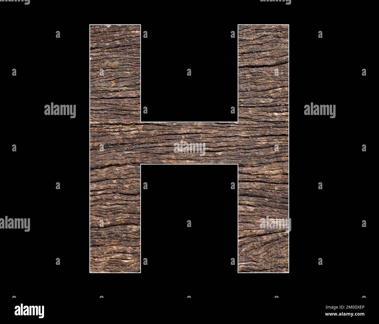 Uppercase letter H of the alphabet - Rustic tree cortex texture Stock ...