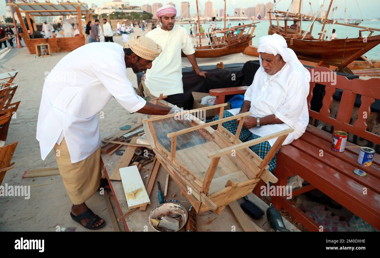 Doha, Qatar. 4th Dec, 2022. Merchants of Arabian community manufacture ...