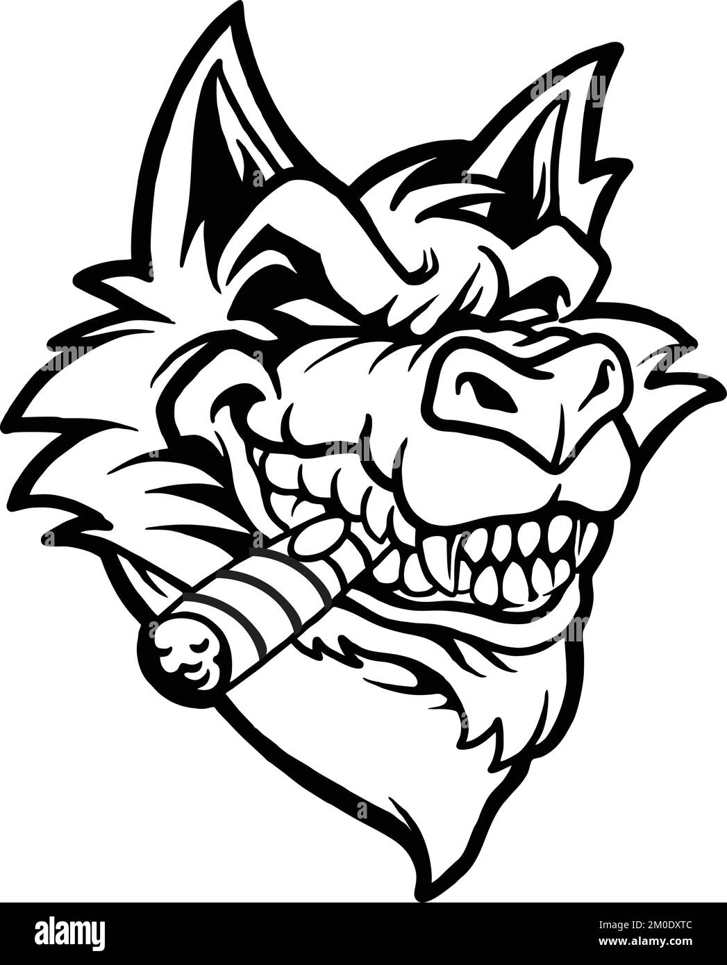 Smoking Wolf Head Mascot Silhouette vector illustrations for your work ...