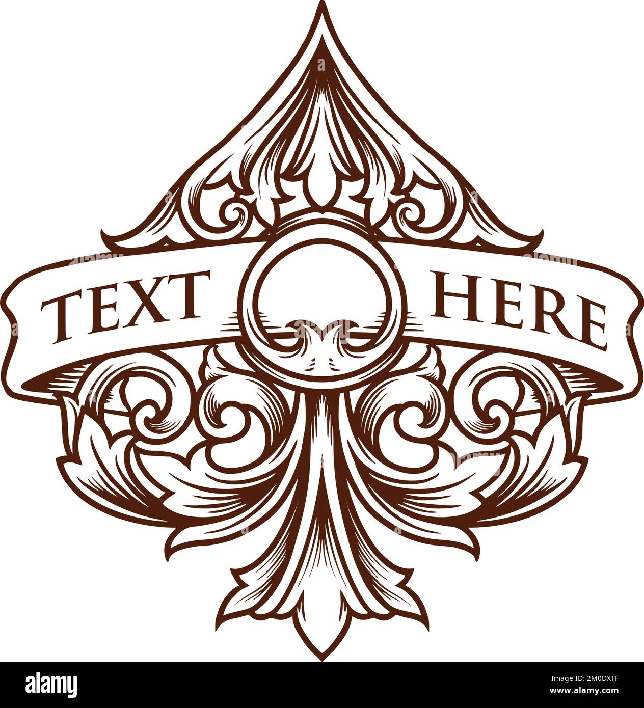 Spade Calligraphy Ornate Wedding Frame Silhouette vector illustrations ...