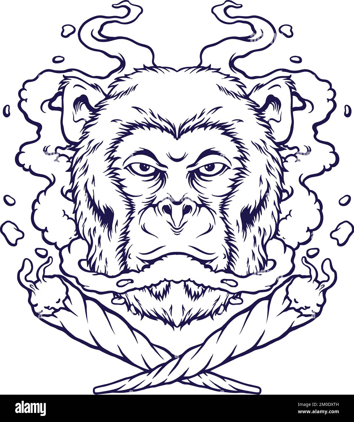 Smoking Monkey silhouette Logo vector illustrations for your work logo ...