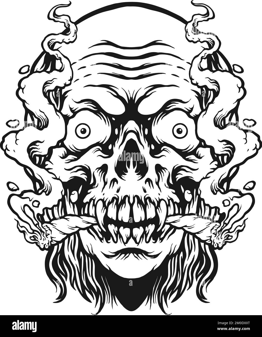 Spooky Zombie Smoking Monochrome vector illustrations for your work ...