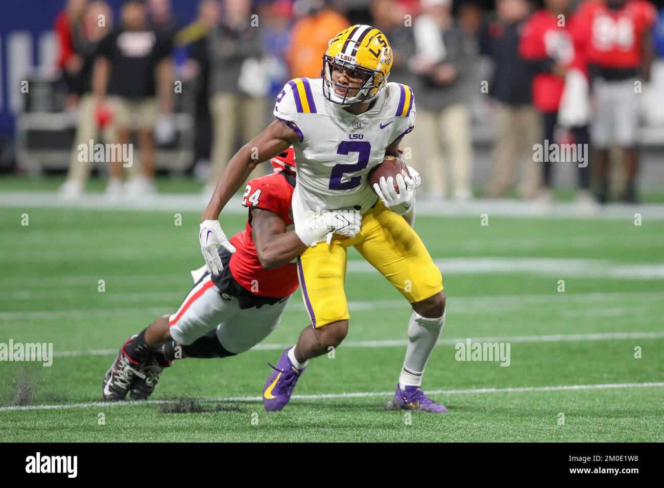 Atlanta, GA, USA. 03rd Dec, 2022. LSU wide receiver Kyren Lacey (2 ...