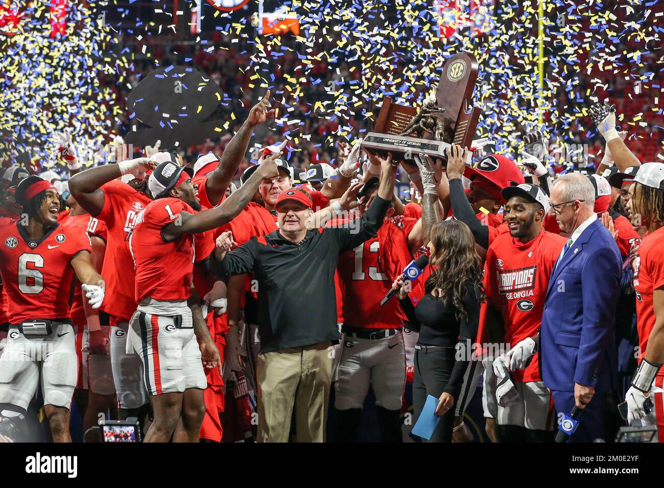 Atlanta, GA, USA. 03rd Dec, 2022. Georgia Head Coach Kirby Smart and ...