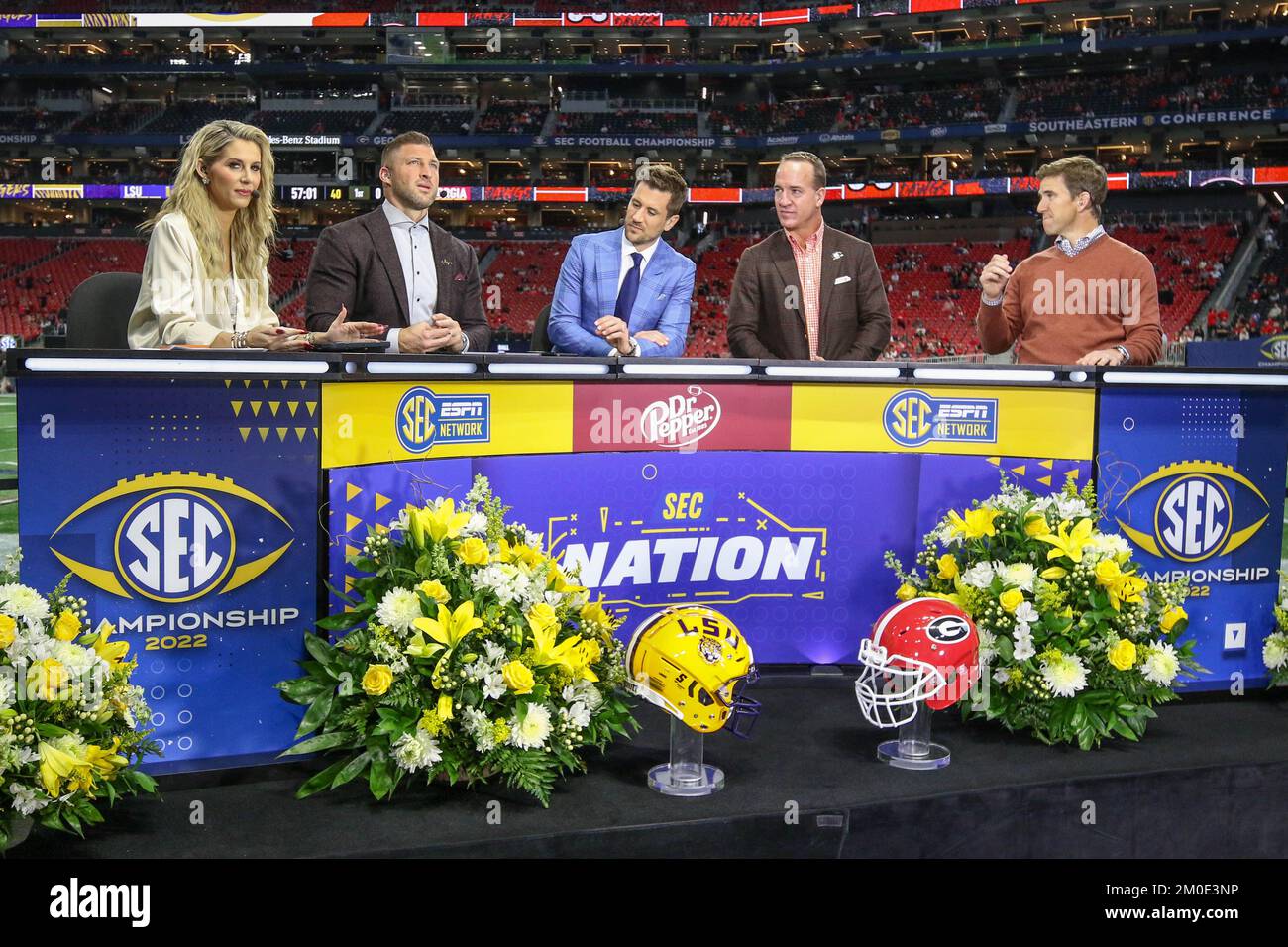 Atlanta, GA, USA. 03rd Dec, 2022. SEC Nation films live with Laura ...