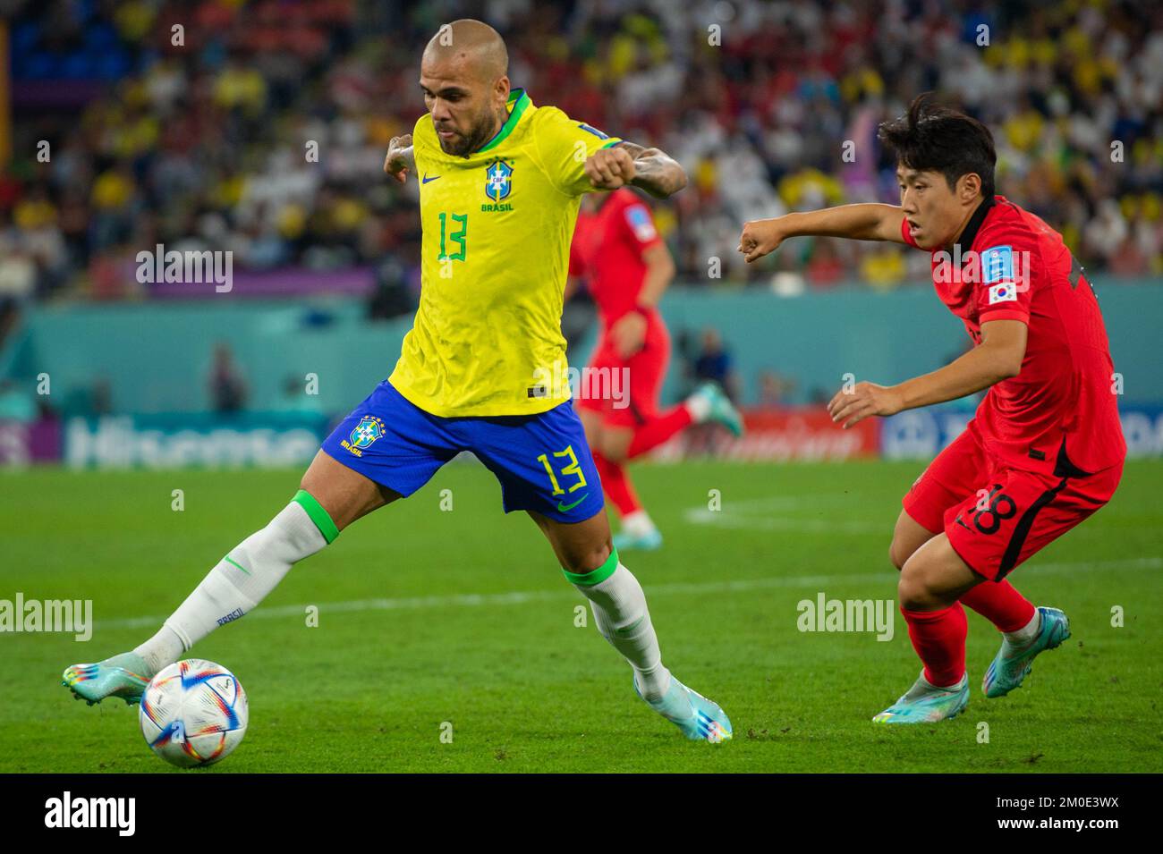 Dani Alves of Brazil with the ball during the FIFA World Cup Qatar 2022 ...