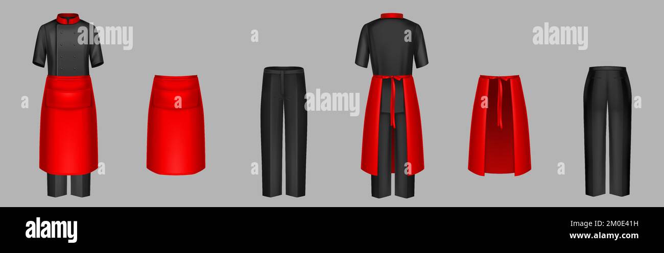 Realistic set of culinary clothing png isolated on background. Vector ...