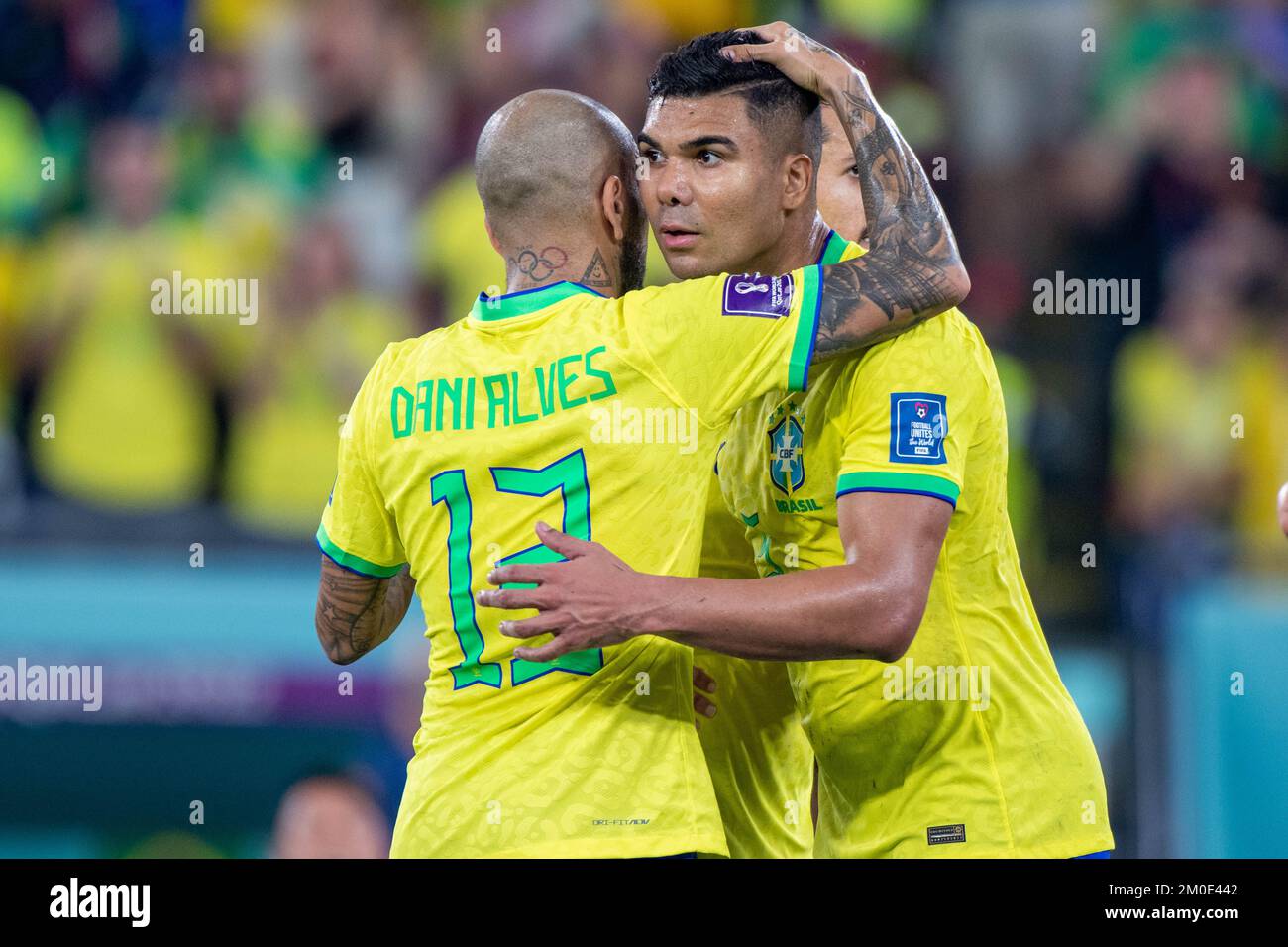 Dani Alves of Brazil and Casemiro of Brazil during the FIFA World Cup ...