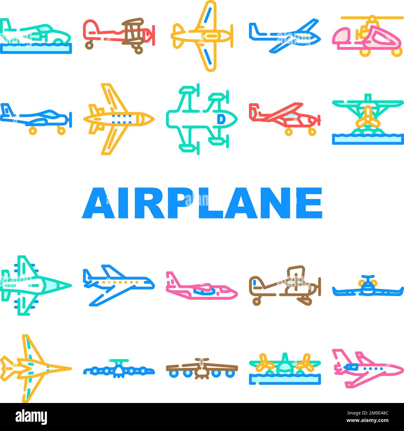 plane flight travel aircraft icons set vector Stock Vector Image & Art ...