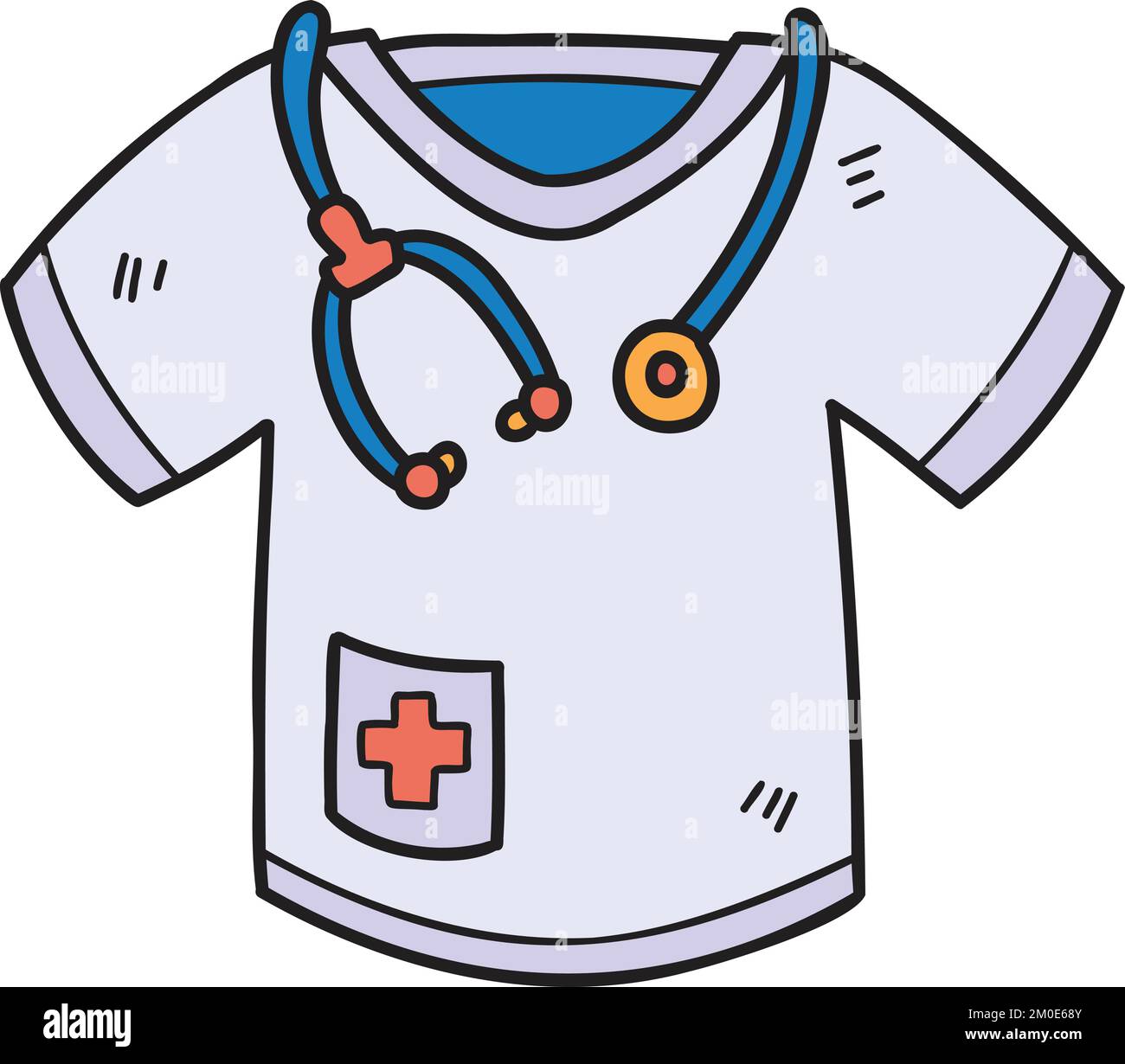 Hand Drawn doctor uniform shirt illustration isolated on background ...