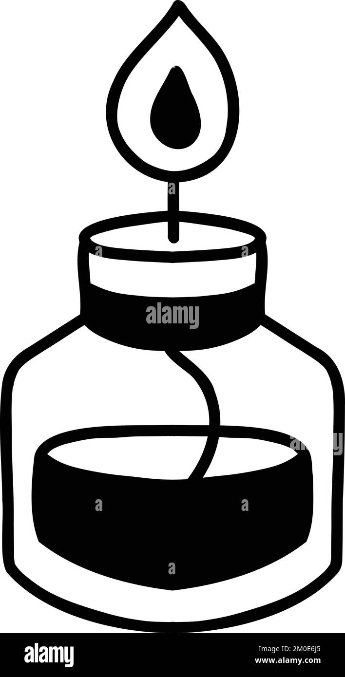 Hand Drawn Alcohol lamp for the laboratory illustration isolated on ...