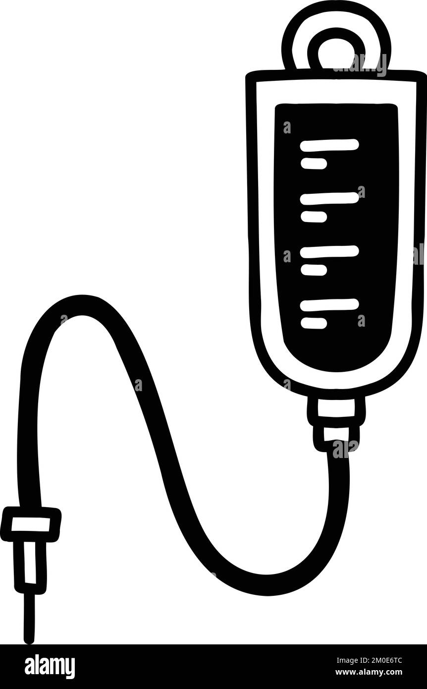 Hand Drawn Blood bag and blood donation illustration isolated on ...