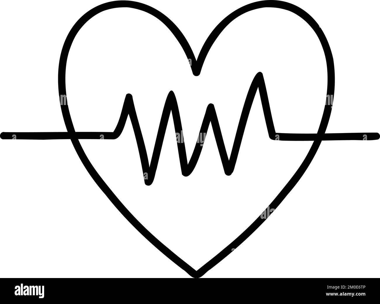 Hand Drawn heart and pulse illustration isolated on background Stock ...