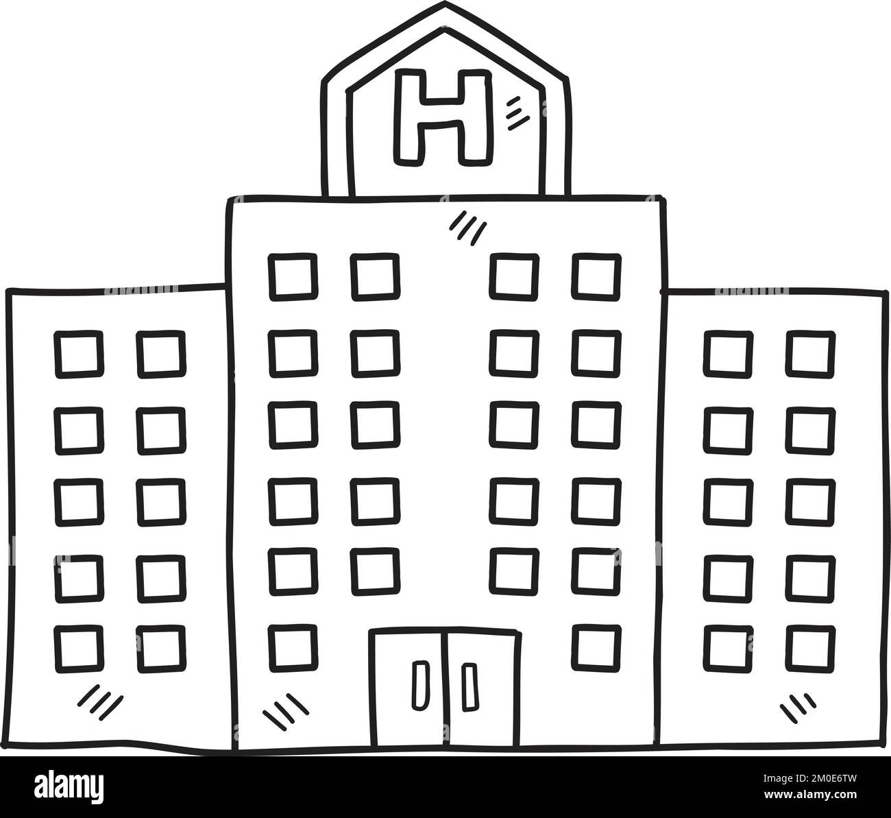Hand Drawn hospital building illustration isolated on background Stock ...