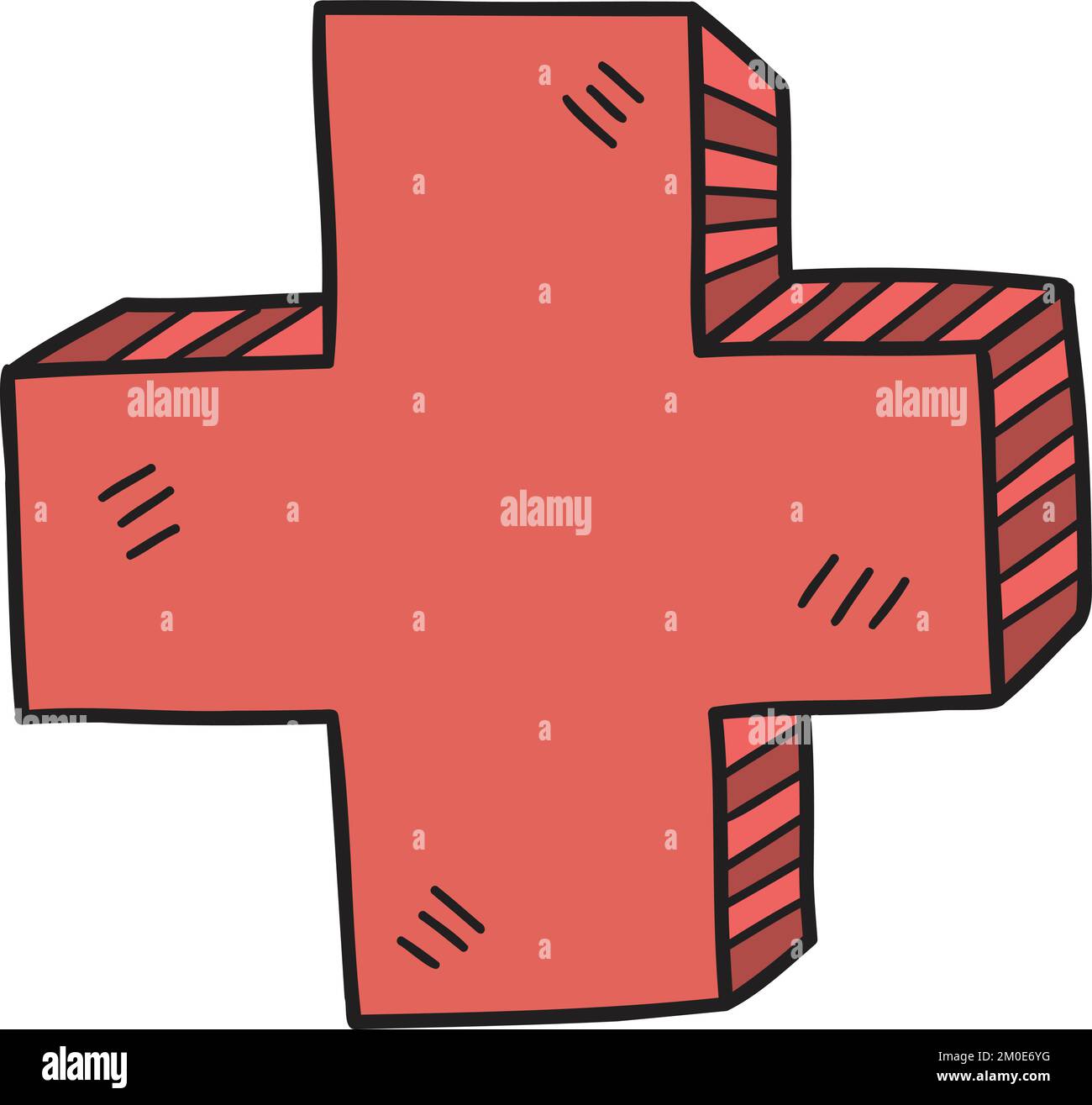 Hand Drawn plus sign for hospital illustration isolated on background ...