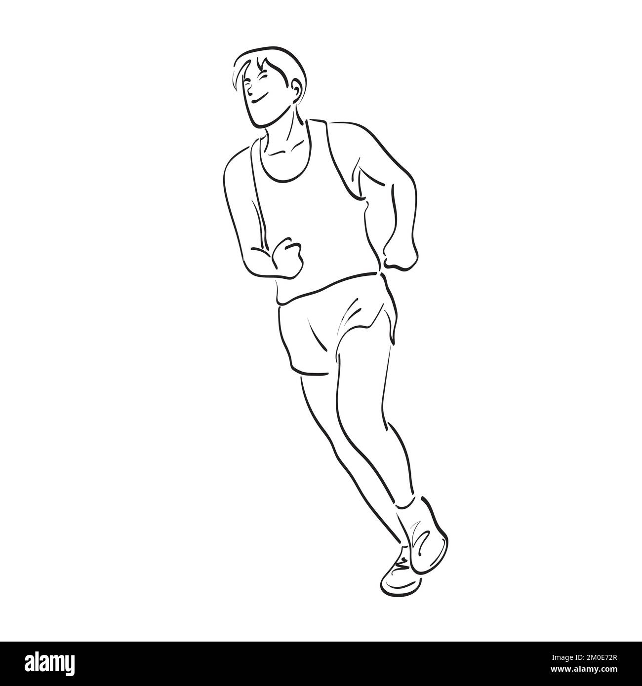 line art man running illustration vector hand drawn isolated on white ...