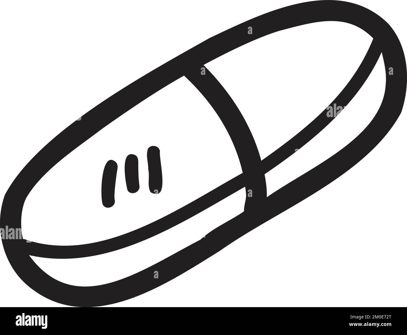 Hand Drawn capsule pill illustration isolated on background Stock ...