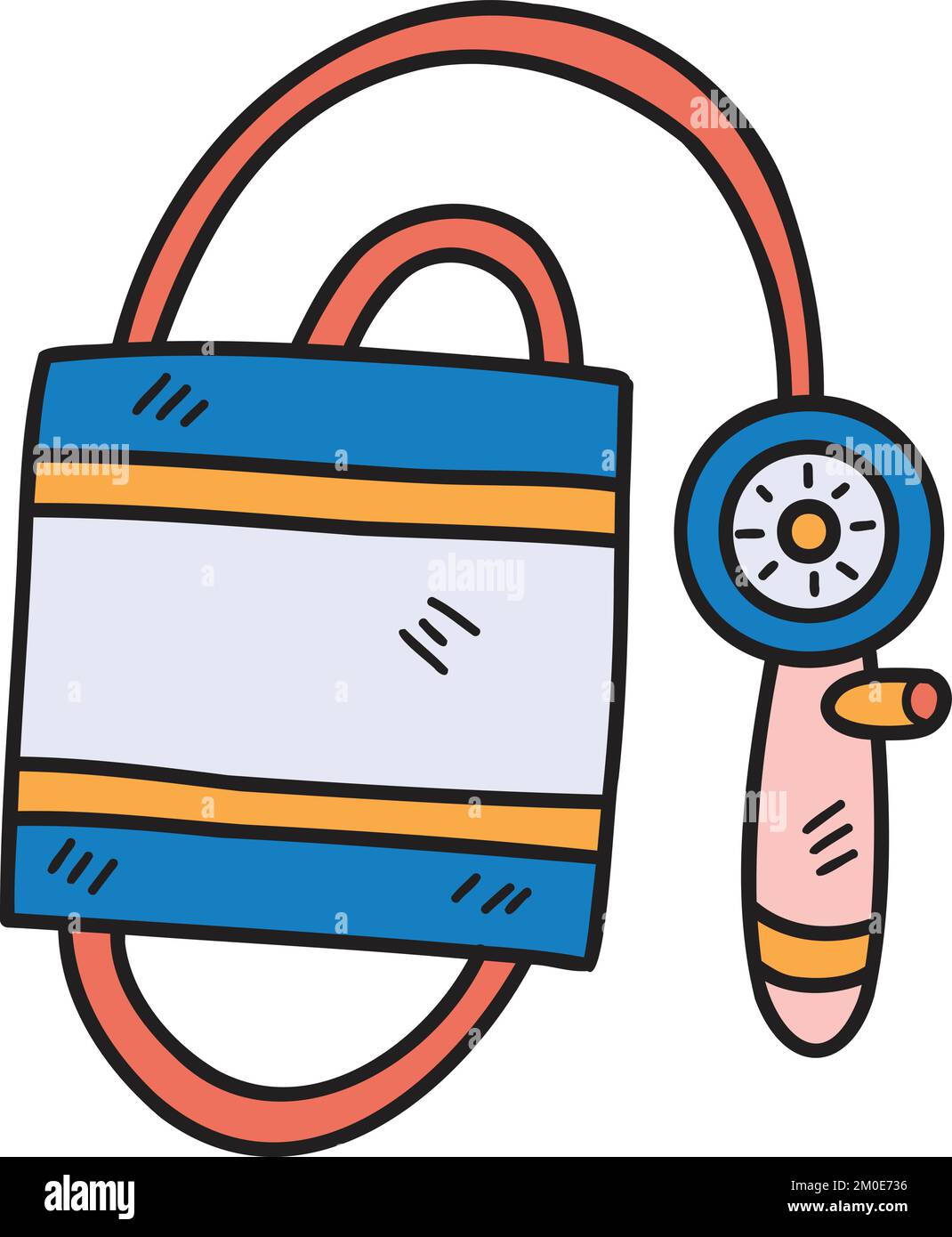 Hand Drawn blood pressure monitor illustration isolated on background ...