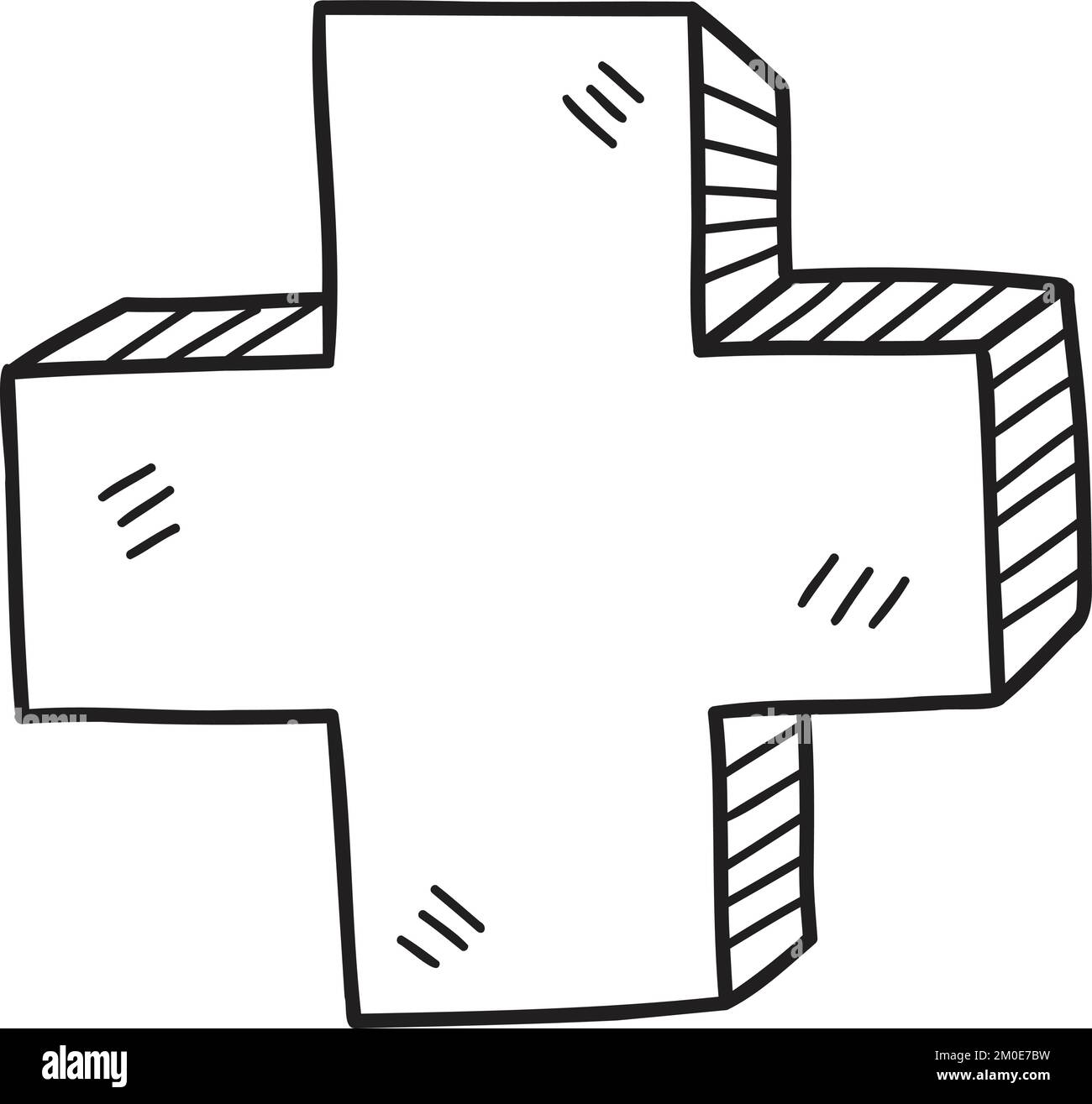 Hand Drawn plus sign for hospital illustration isolated on background ...