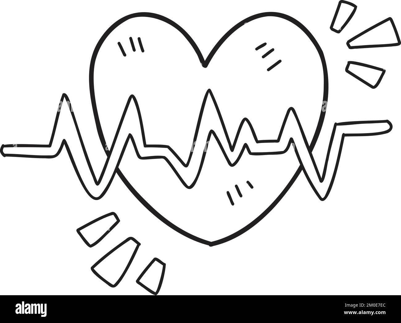 Hand Drawn heart and pulse illustration isolated on background Stock ...