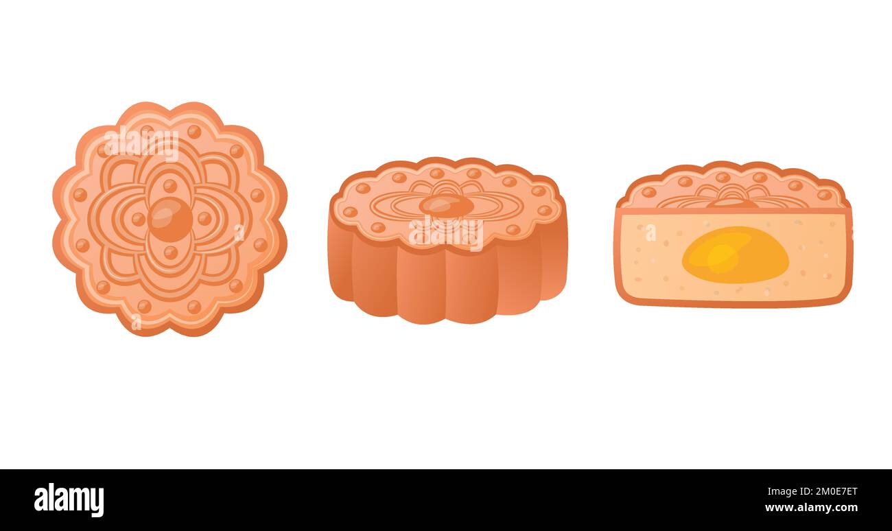 Mooncake isolated. Traditional dessert in East Asia. Chinese moon cakes ...