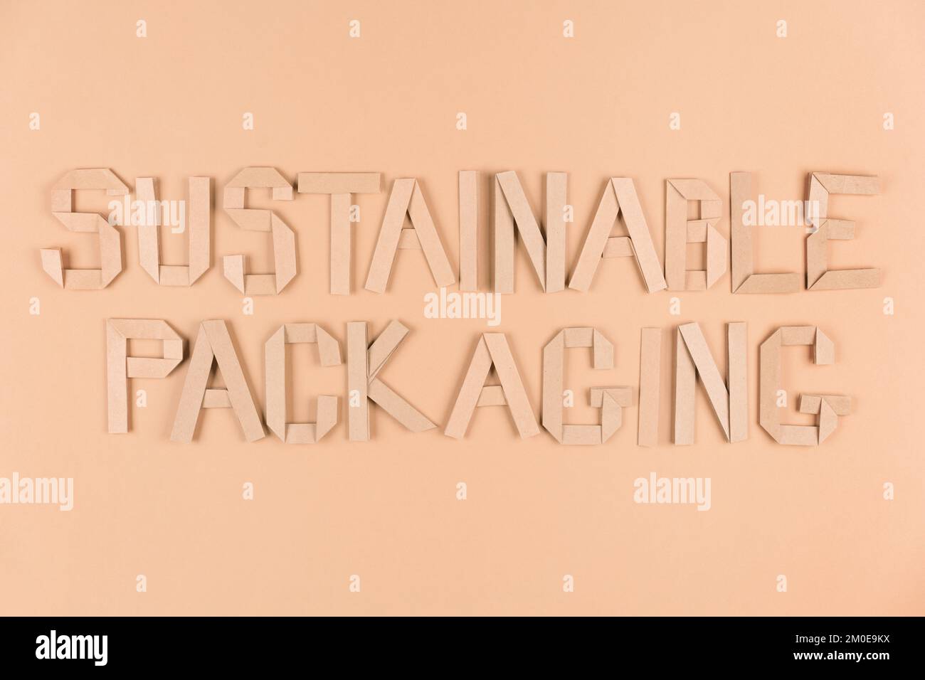 Sustainable paper packaging concept. Text Sustainable Packaging over ...