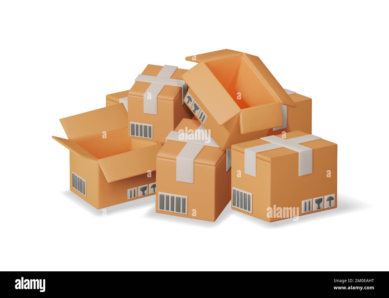 3D Stack of Cardboard Boxes Isolated Stock Vector Image & Art - Alamy