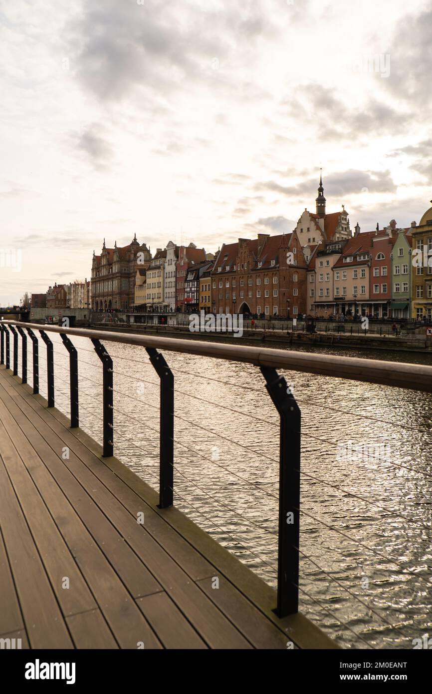 Old town in Gdansk. The riverside on Granary Island reflection in ...