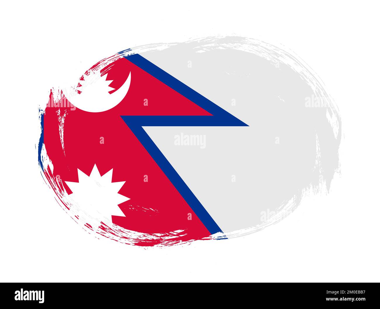 Nepal flag in rounded stroke brush background Stock Photo - Alamy
