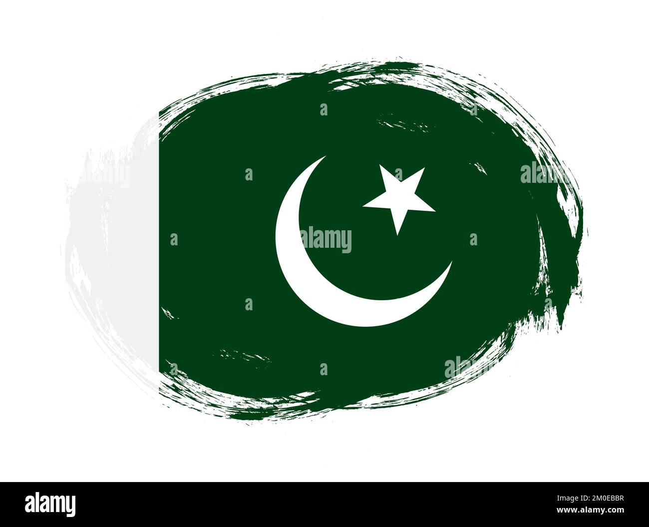 Pakistan flag in rounded stroke brush background Stock Photo - Alamy
