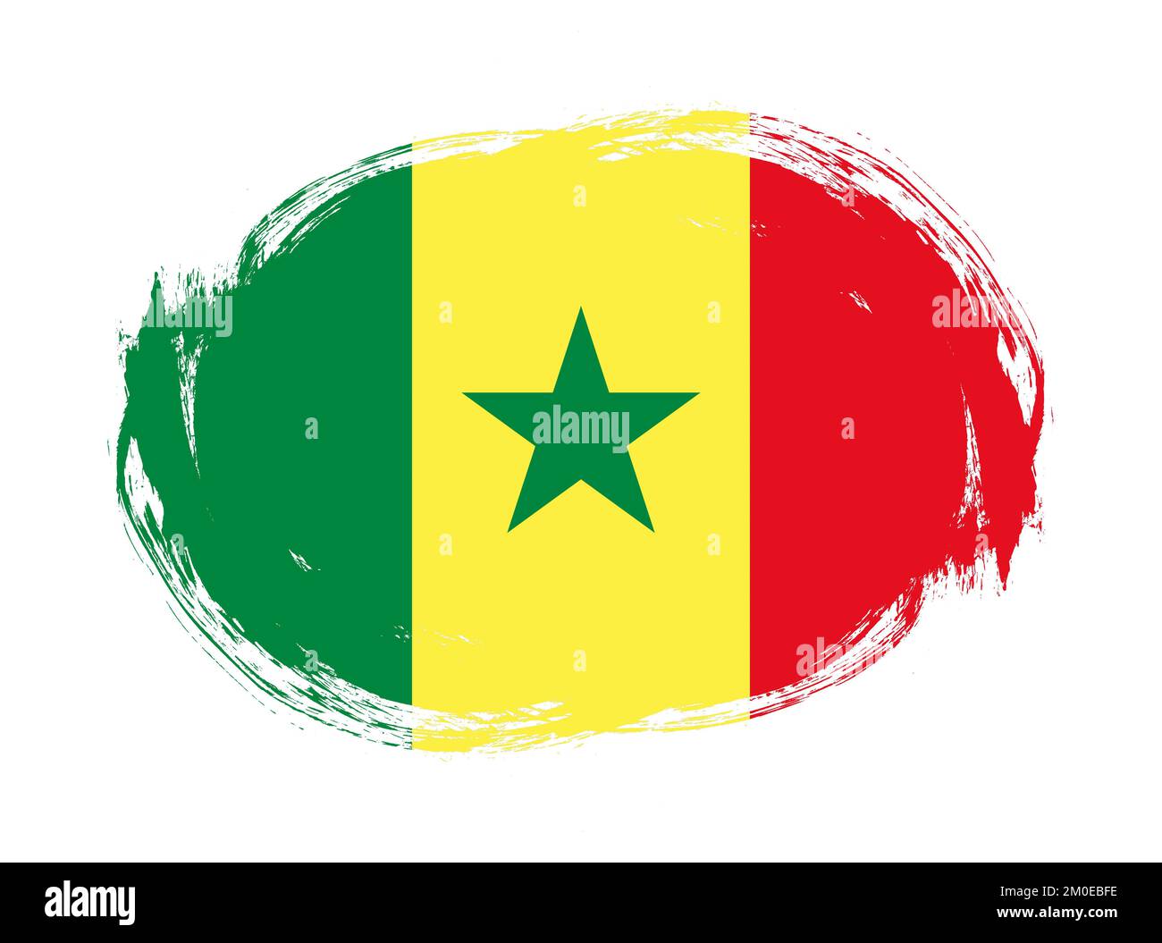 Senegal flag in rounded stroke brush background Stock Photo - Alamy