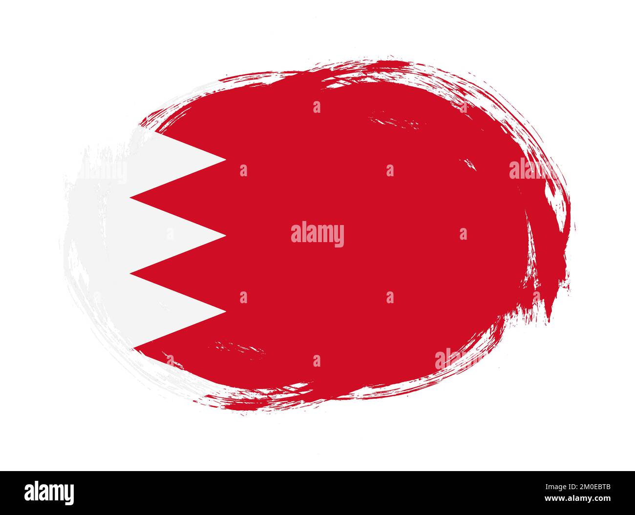 Bahrain flag in rounded stroke brush background Stock Photo - Alamy
