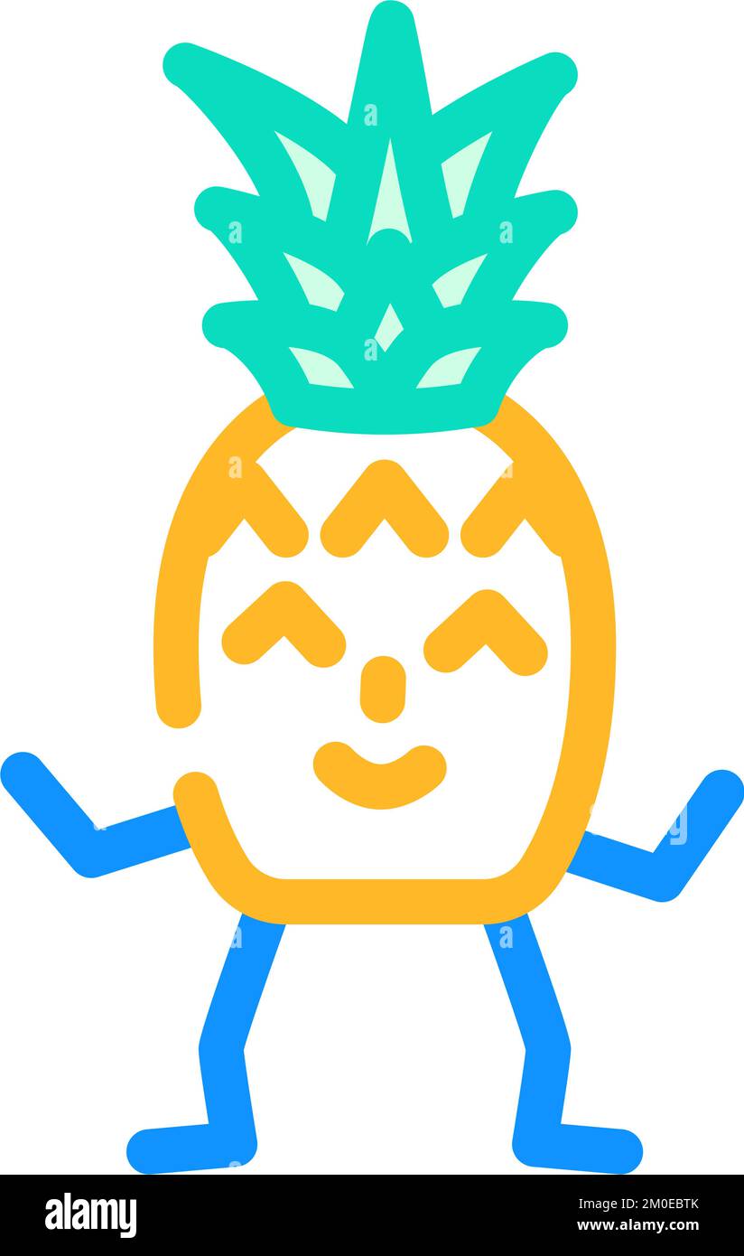 pineapple character color icon vector illustration Stock Vector Image ...