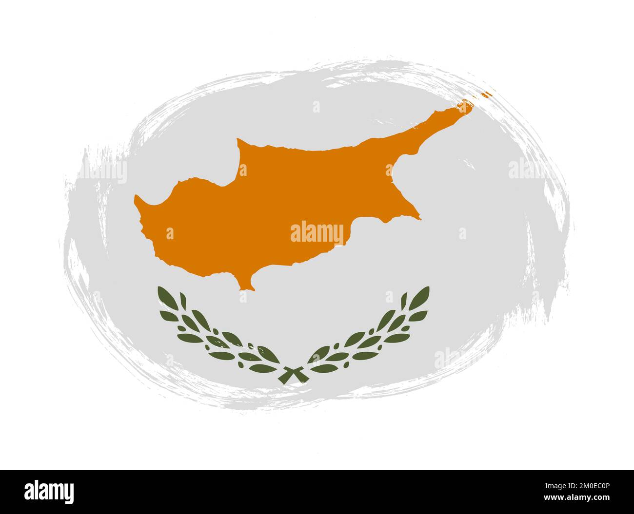 Cyprus flag in rounded stroke brush background Stock Photo - Alamy