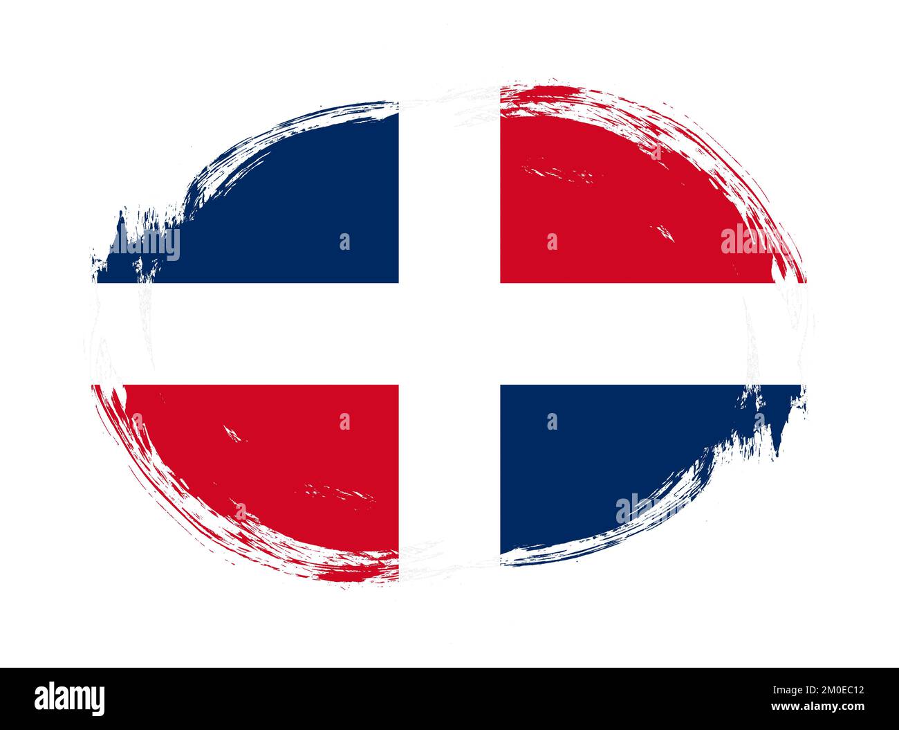 Dominican republic flag in rounded stroke brush background Stock Photo ...