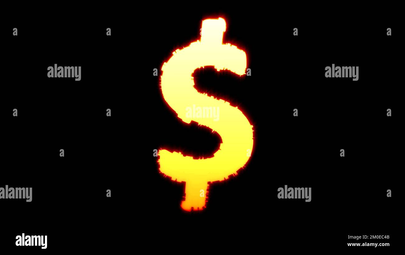 dollar - peso sign - colorful vivid yellow burning distorted font on ...
